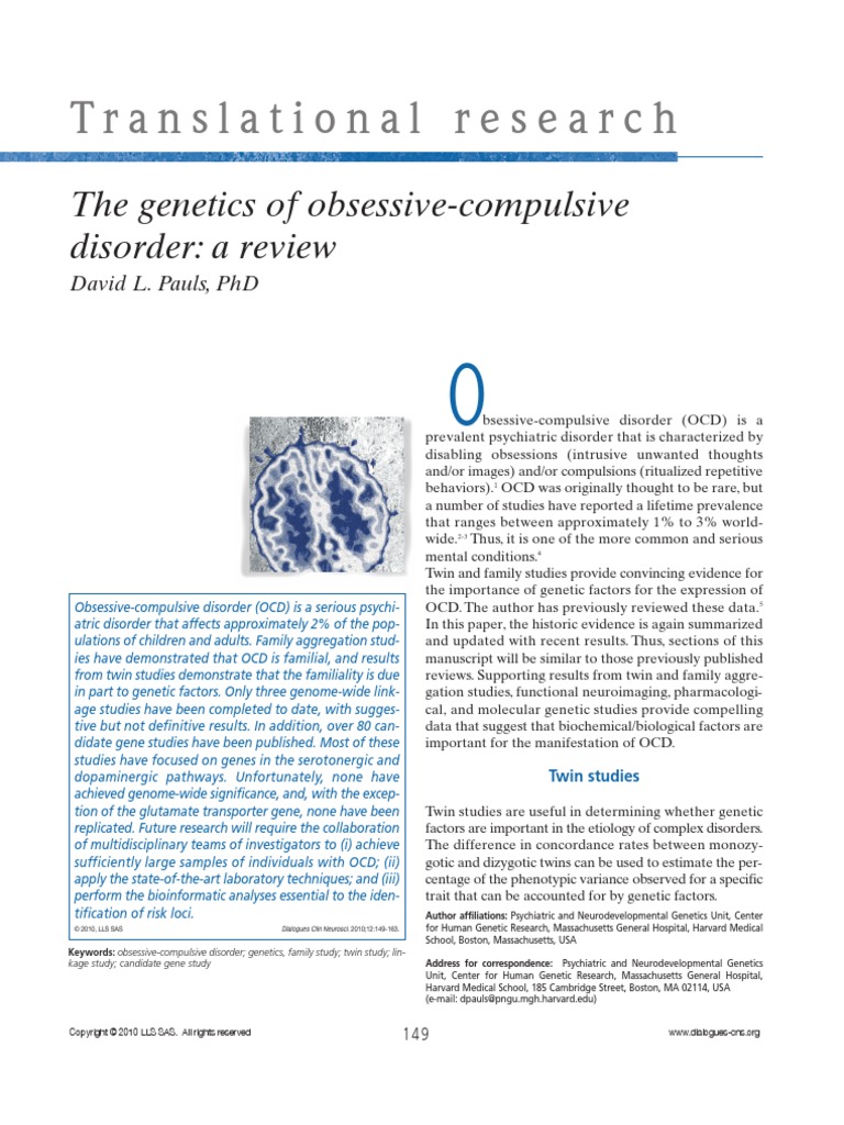Genetics of Ocd Review | PDF | Obsessive–Compulsive Disorder | Genetic ...