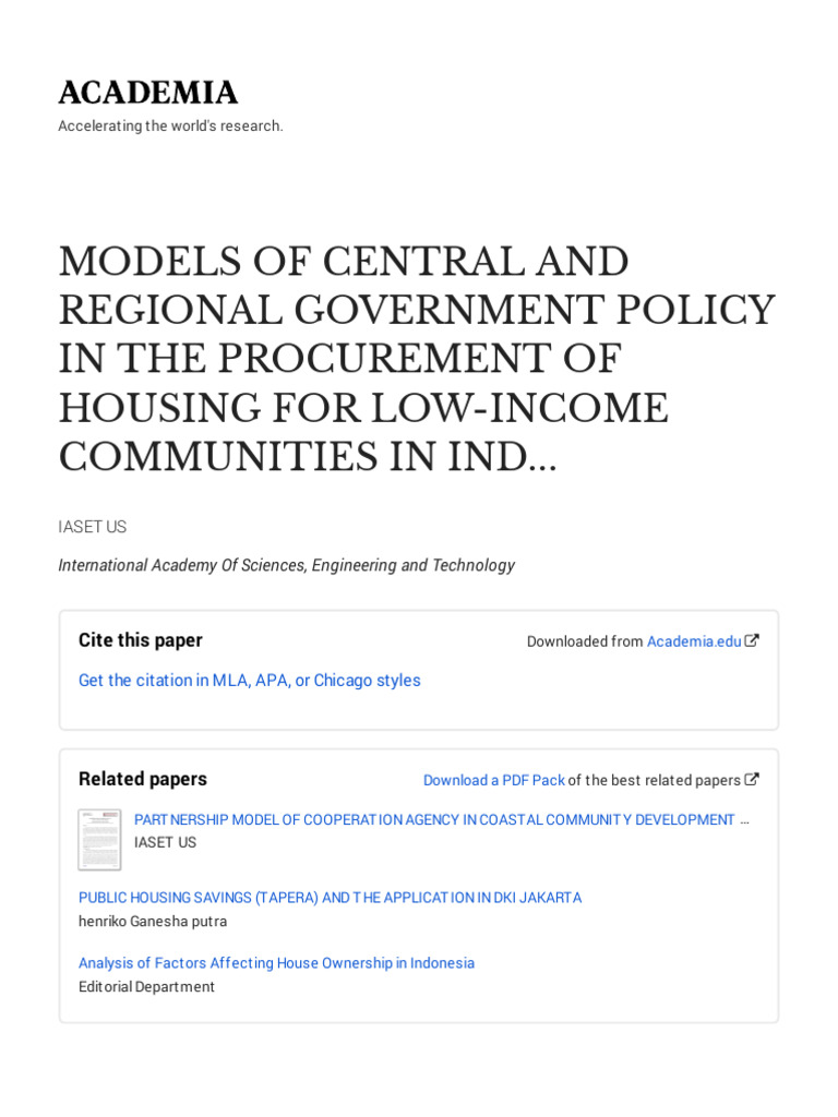 5 Models of Central and Regional Government Policy in The Procurement ...