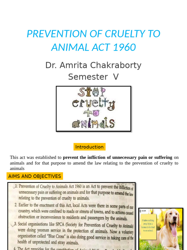 Prevention of Cruelty To Animals Act 1960 | PDF