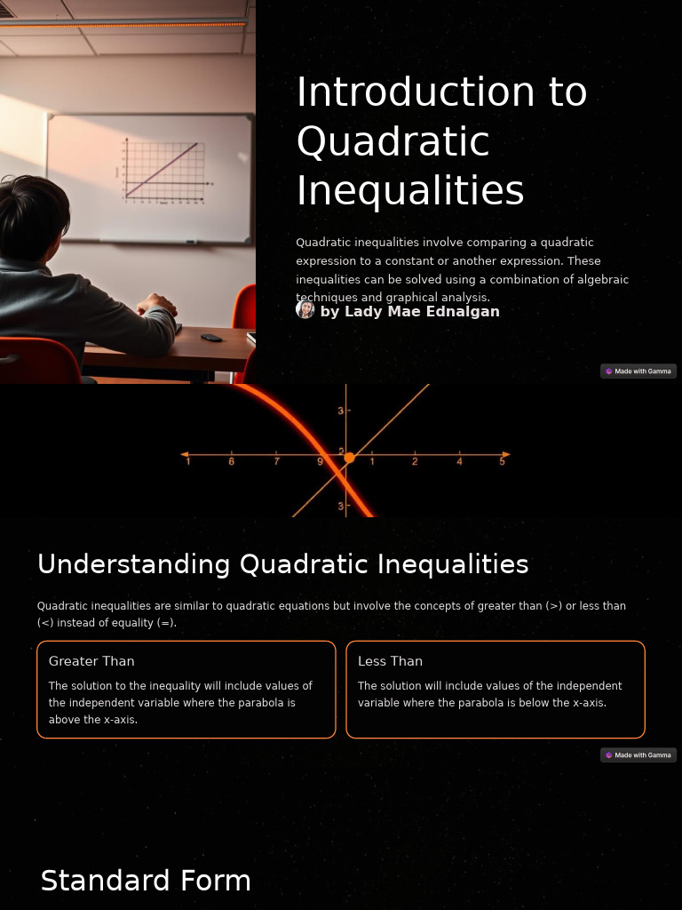 Introduction To Quadratic Inequalities | PDF