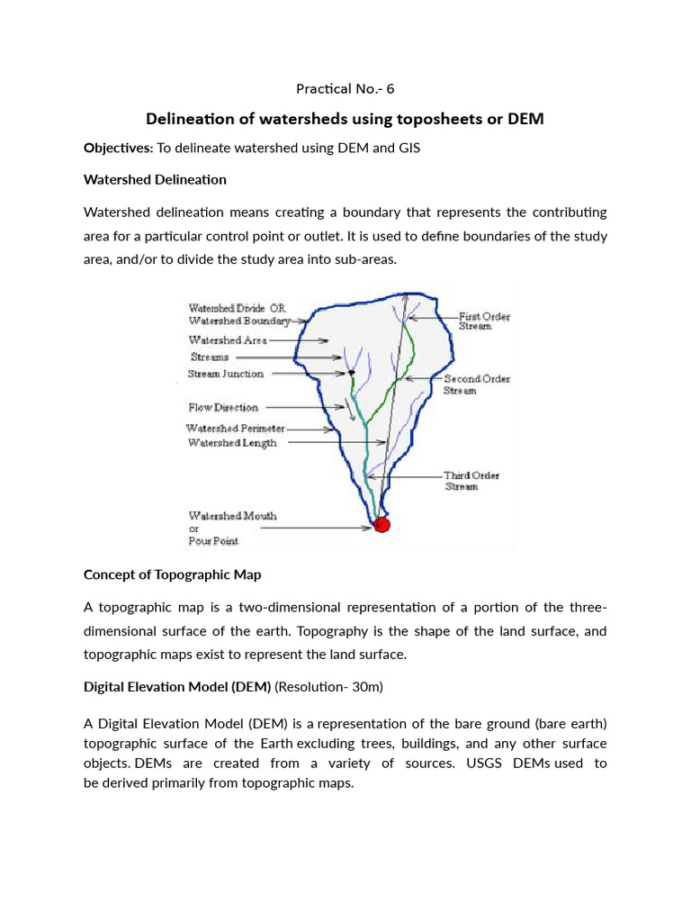 Delineation of Watersheds Using Toposheets or DEM | PDF