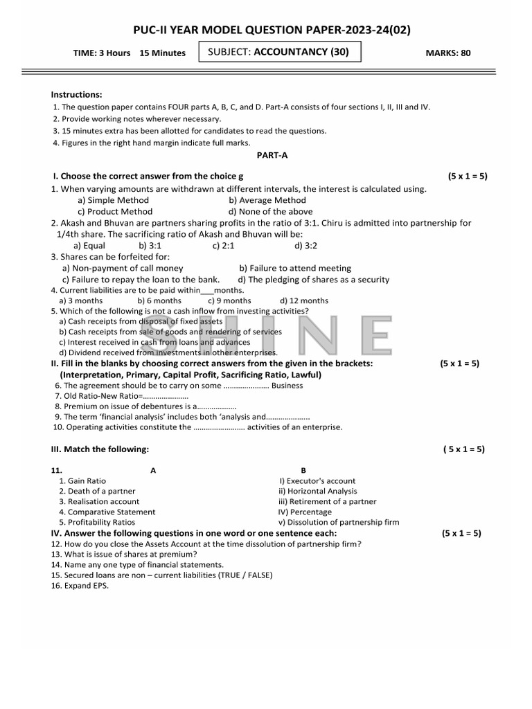 Model Question Paper-02. | PDF