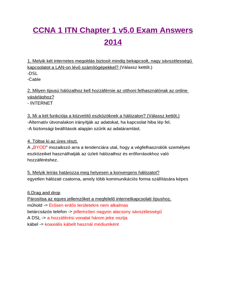 CCNA 1 ITN Chapter 1 v5 | PDF