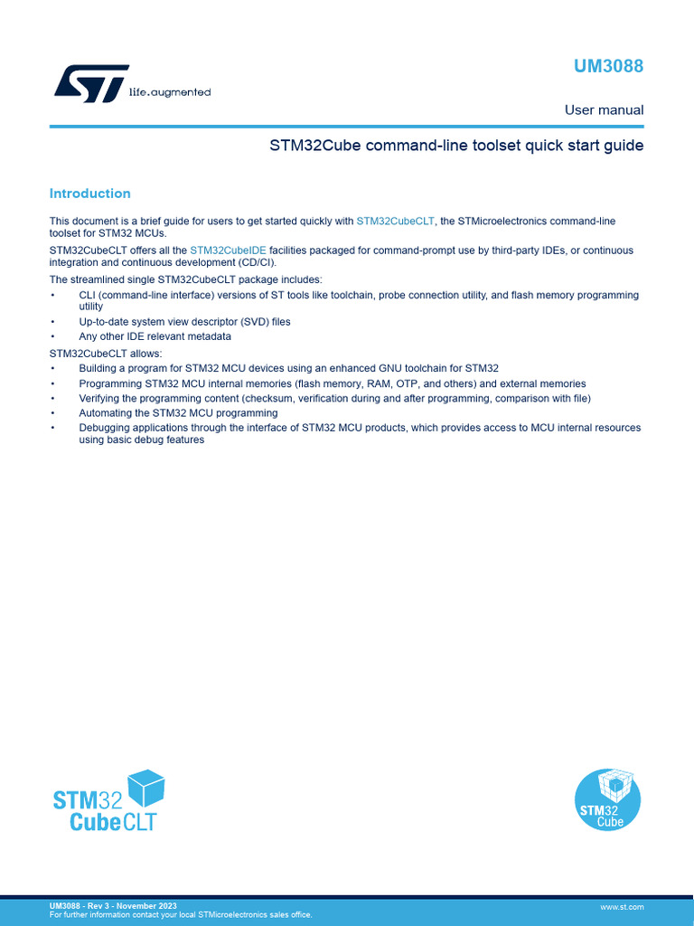Um3088 Stm32cube Commandline Toolset Quick Start Guide Stmicroelectronics | PDF