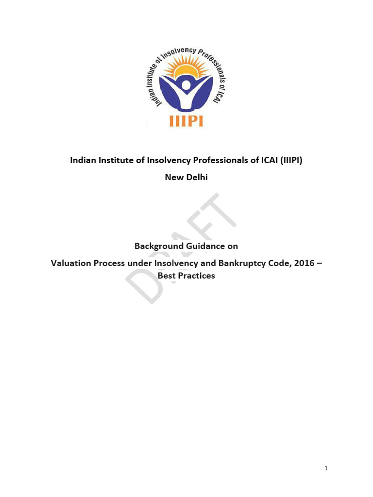 Background Guidance On Valuation Process Under IBC | PDF