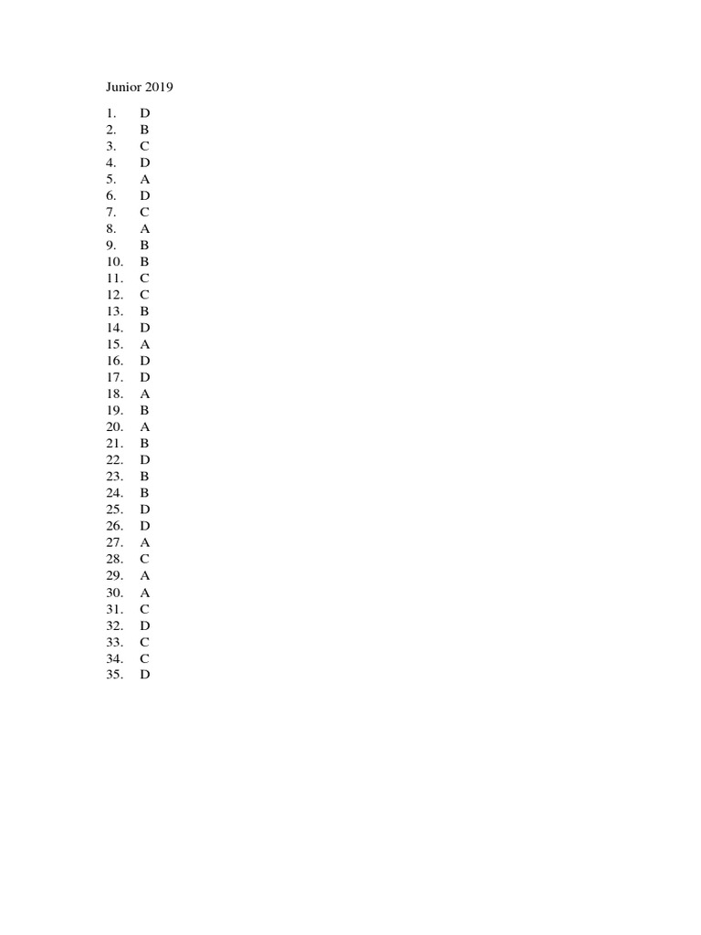 2019 HLG Answer Key | PDF