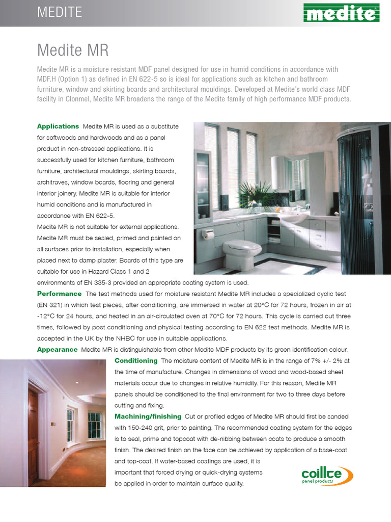 Medite MR MDF Technical Specifications | PDF | Materials | Building Engineering