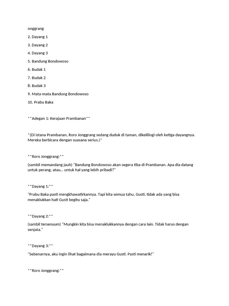 Naskah 2 Rorojongrang | PDF