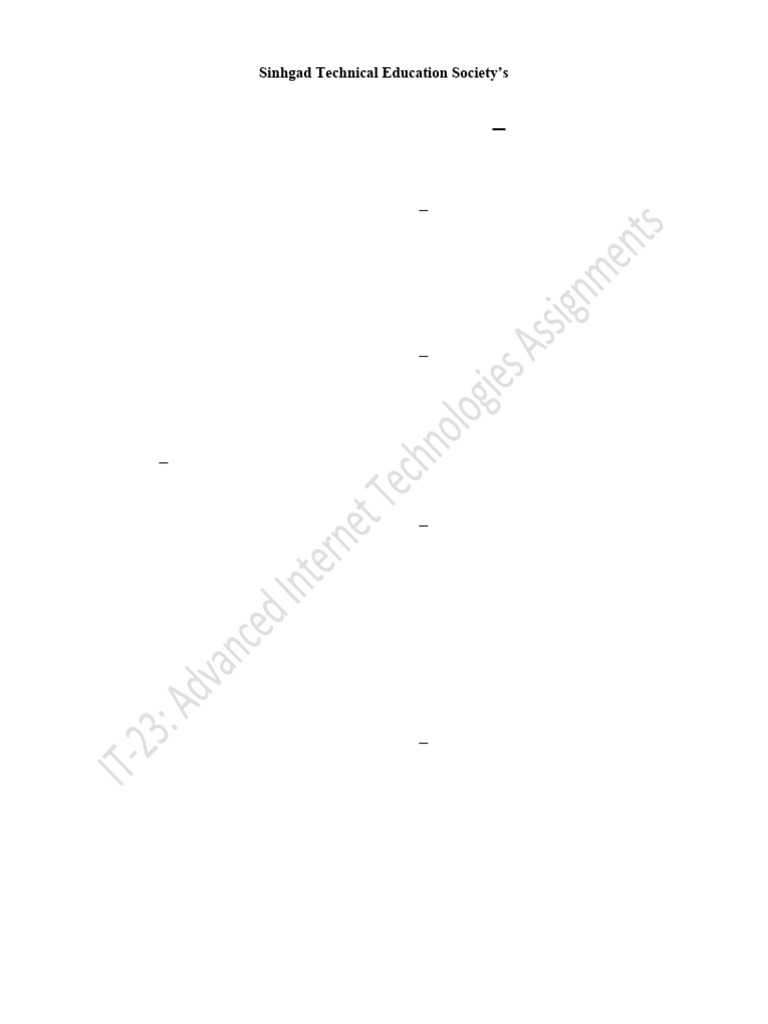 Advanced Internet Technologies - Assignments | PDF