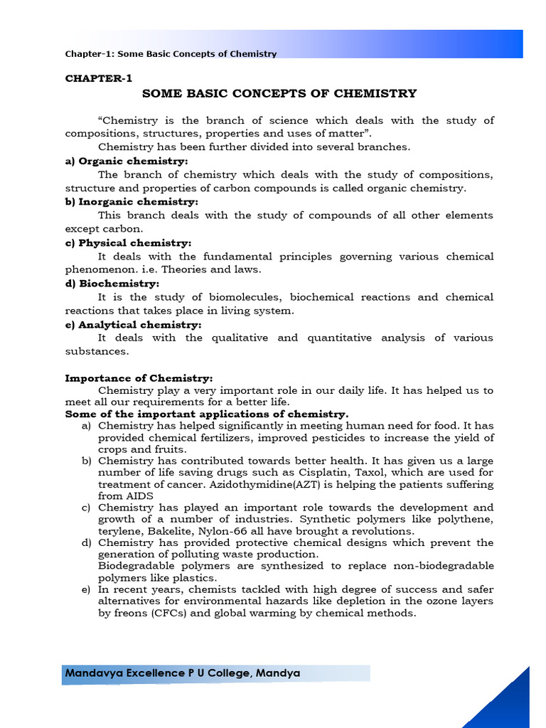 1 Some Basic Concepts of Chemistry | PDF