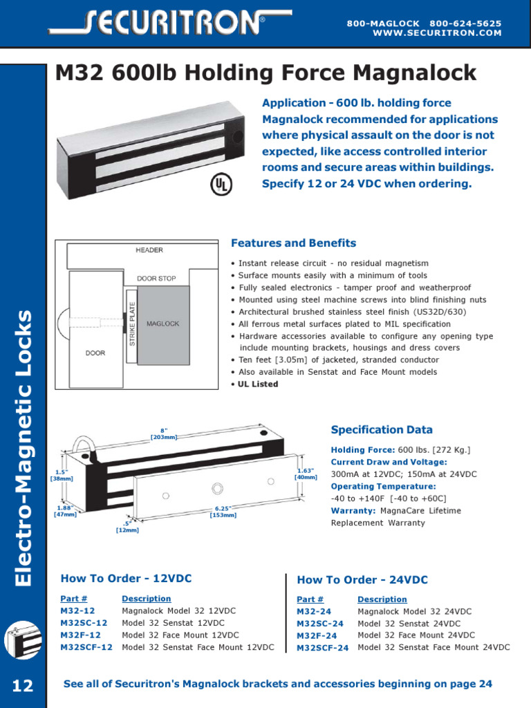 Securitron MAGNALOCK Ss | PDF