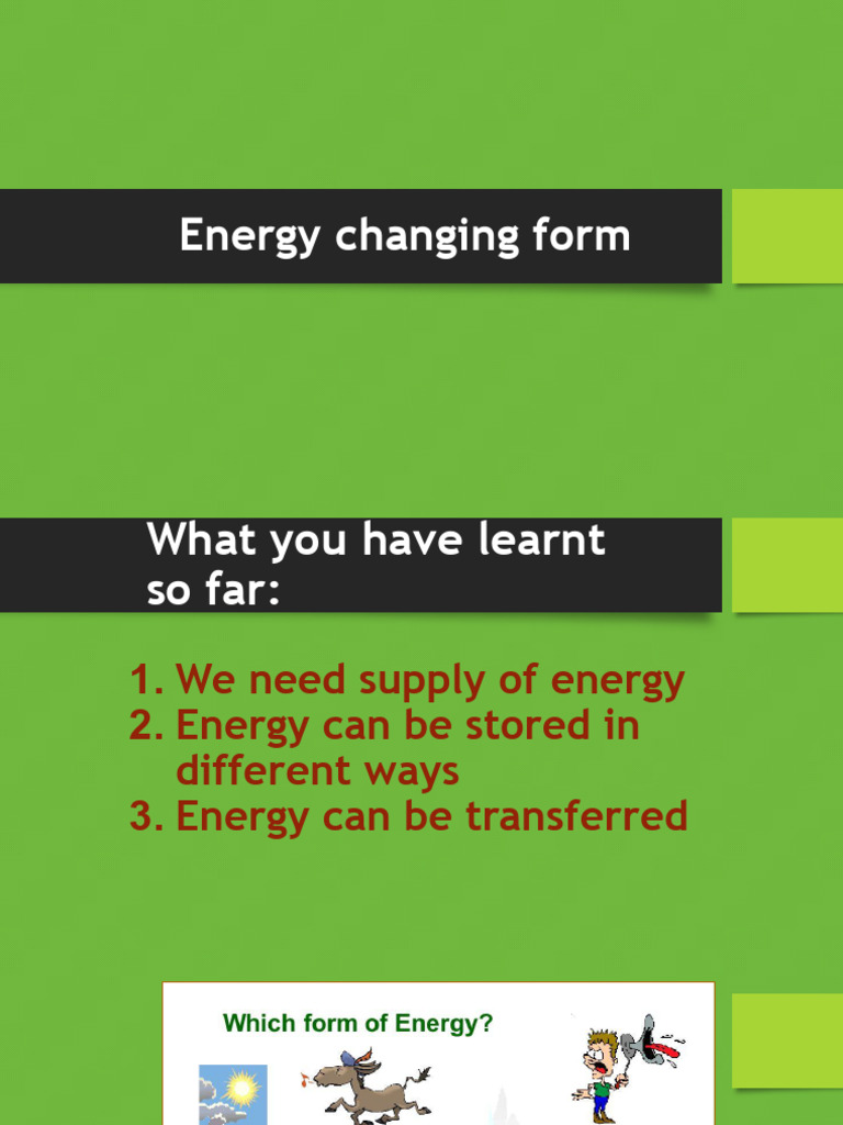 Energy Changing Form and Energy Diagrams | PDF