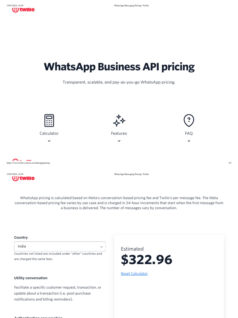 WhatsApp Messaging Pricing - Twilio | PDF
