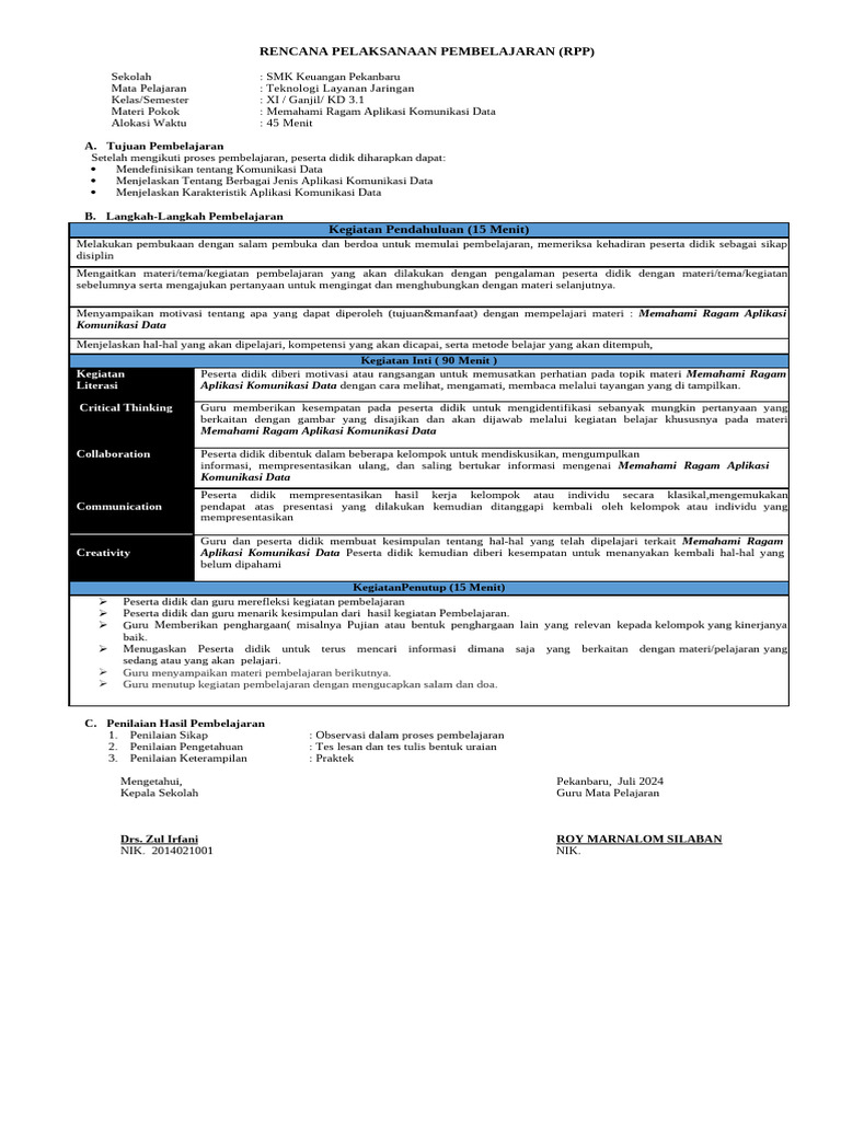 RPP TekLay KLS XI KD 3 - 1 | PDF