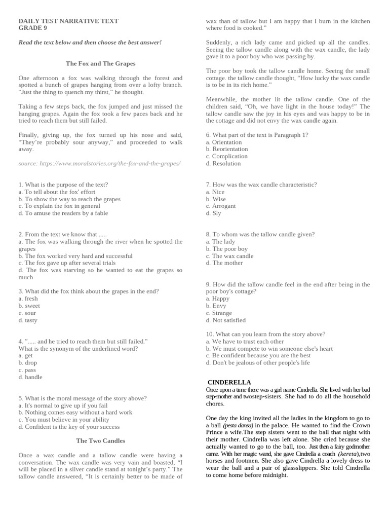 Daily Test Narrative Text | PDF