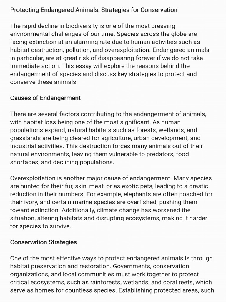 Protecting Endangered Animals | PDF