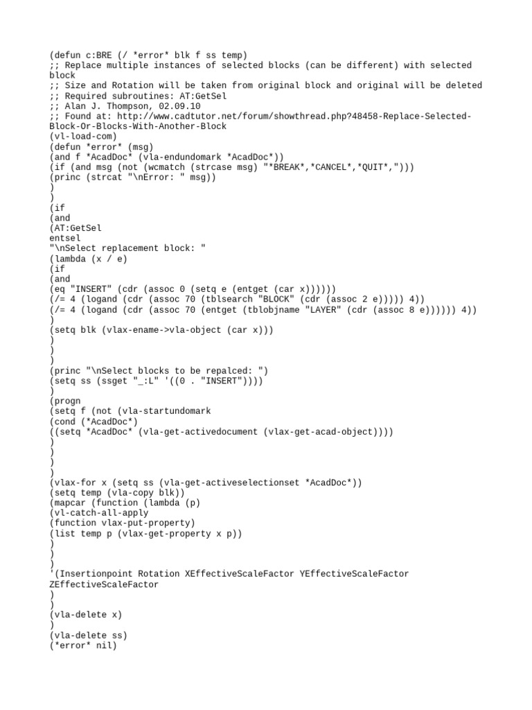 Block Replacement Autolisp | PDF