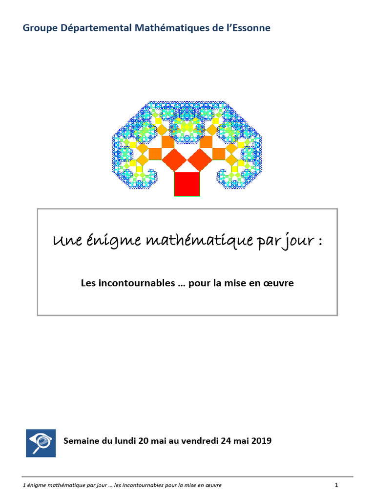 Une Nigme Math Matique Par Jour Dossier 2018 91 23669 | PDF