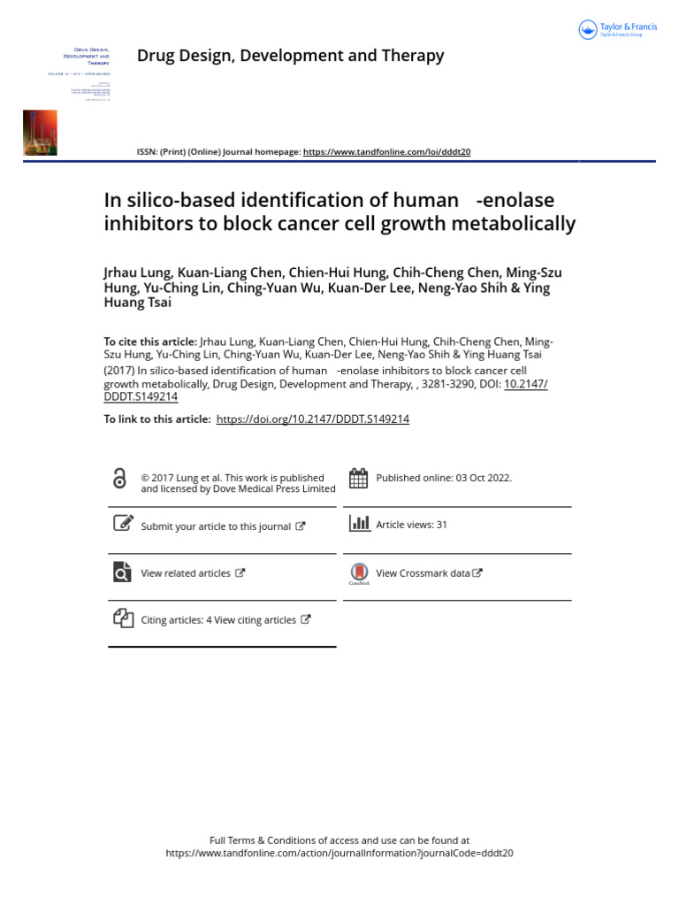 In Silico Based Identification of Human Enolase Inhibitors To Block ...
