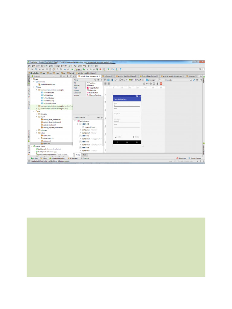 12 CRUD Biodata Dengan Database SQLite | PDF