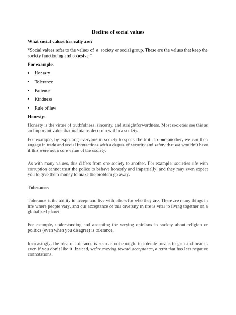 Decline of Social Values | PDF Decline of Social Values | PDF