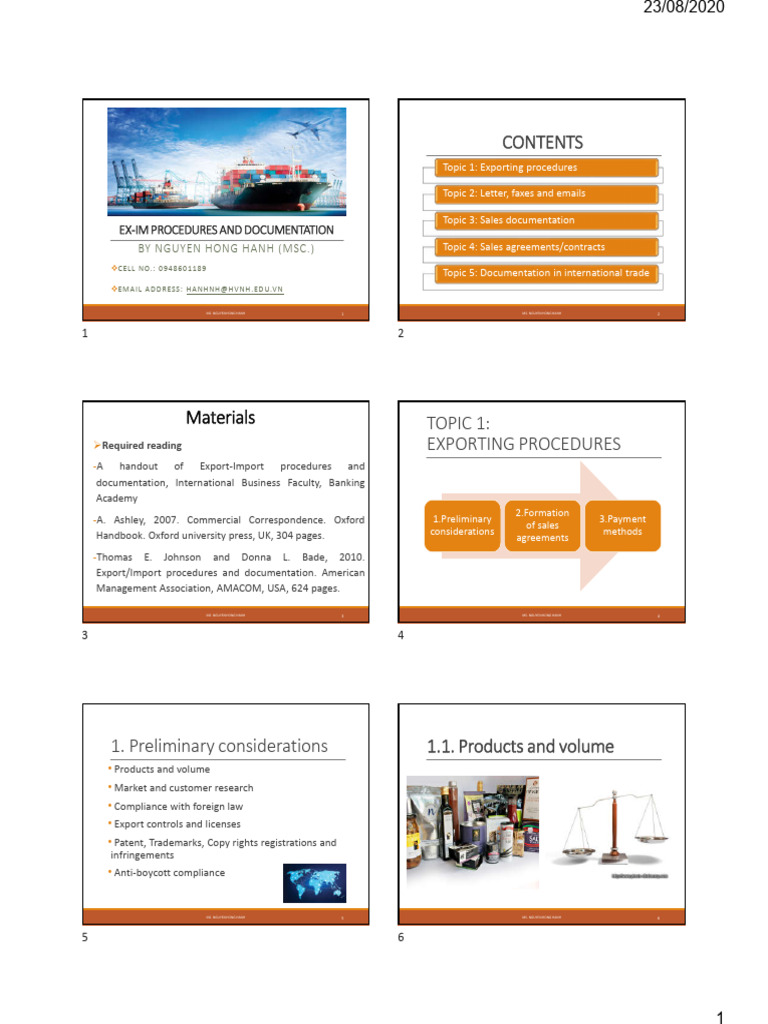 Materials: Ex-Im Procedures and Documentation | PDF