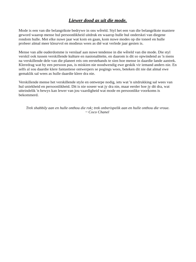 Afrikaans Opstel | PDF