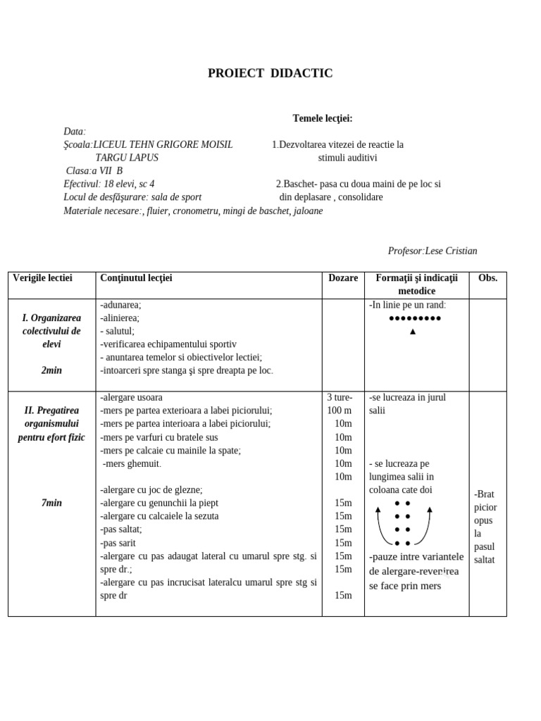Plan de Lectie cls7 | PDF