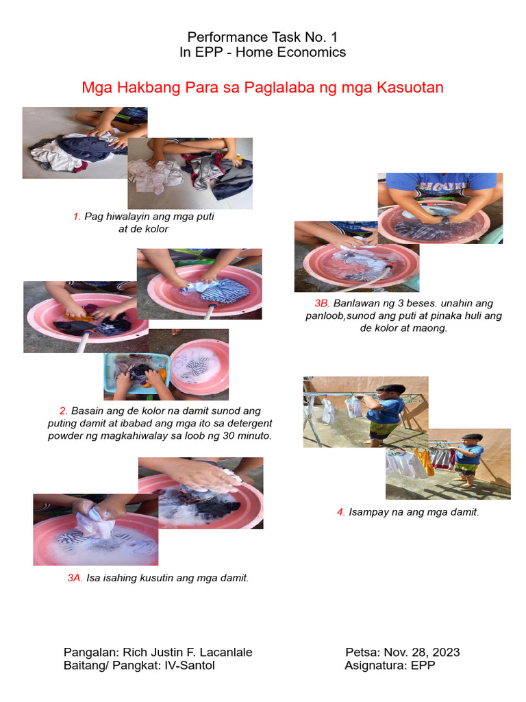 Mga Hakbang para Sa Paglalaba NG Mga Kasuotan | PDF