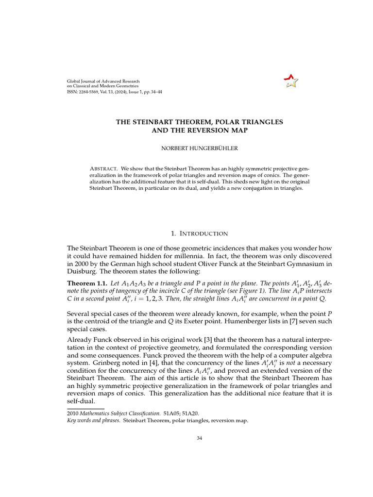 The Steinbart Theorem, Polar Triangles and The Reversion Map | PDF