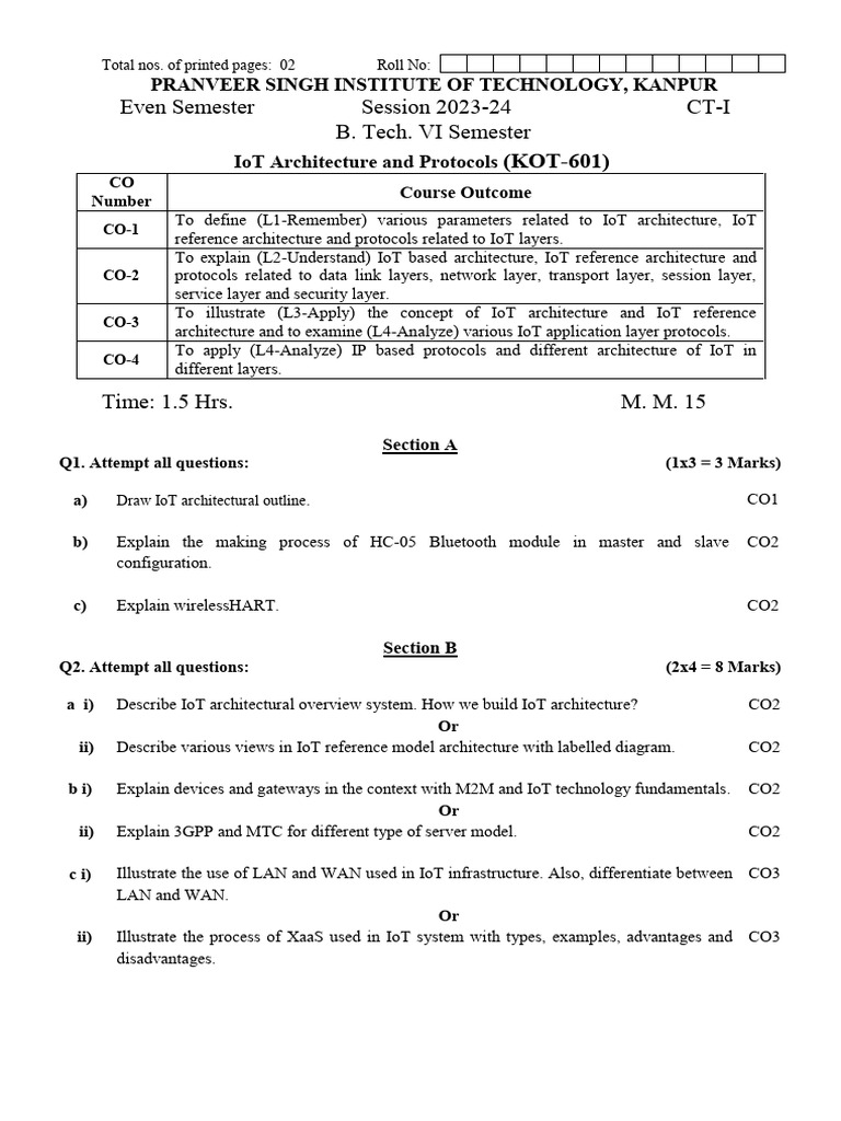 CT-1 Psit - Iot - Aj - Kot-601 | PDF