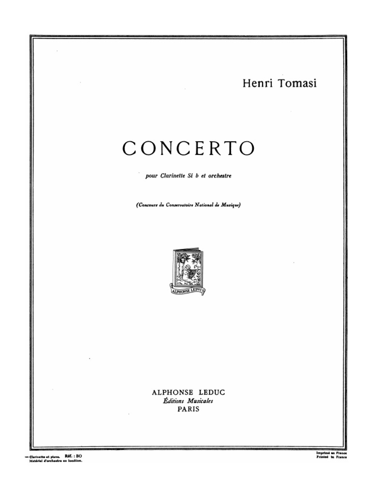 IMSLP911858-PMLP1199139-Tomasi - Clarinet Concerto - Clarinet Solo | PDF