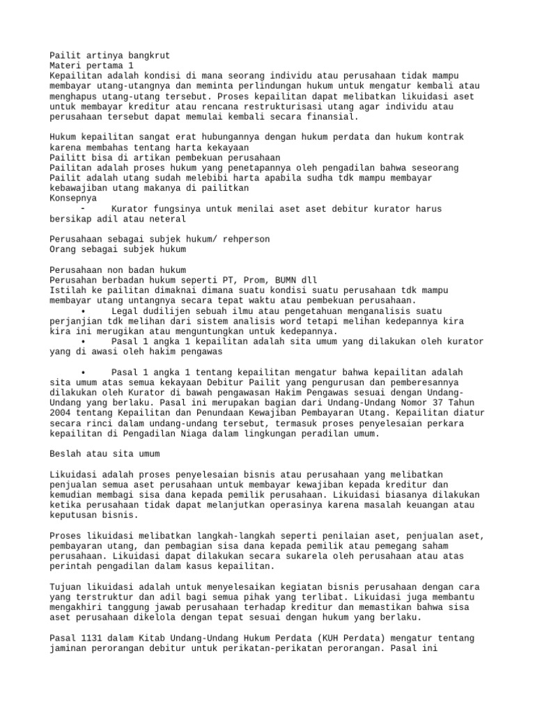 Materi Kepailitan | PDF