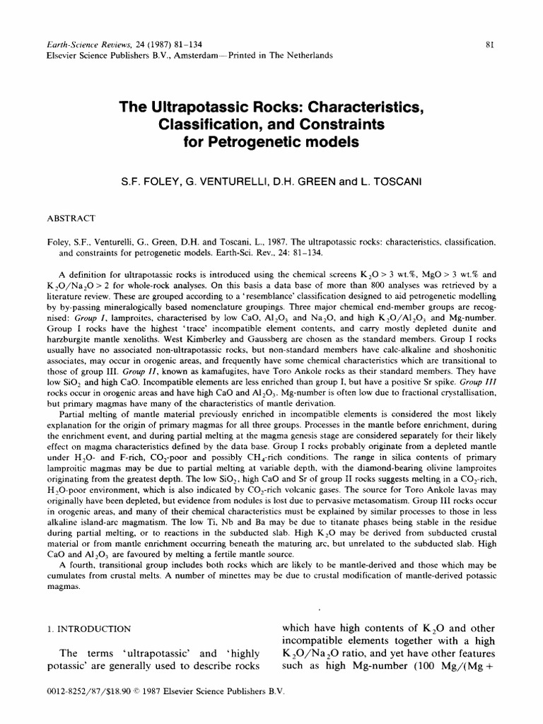 The Ultrapotassic Rocks Characteristics | PDF