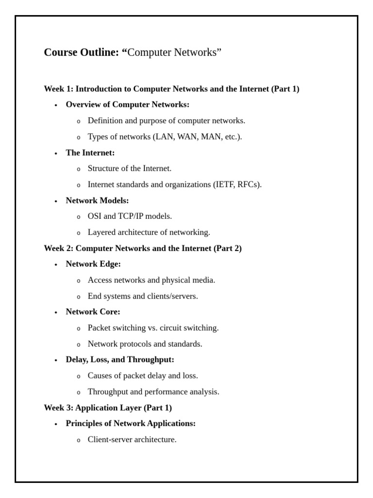 Course Outline CN | PDF