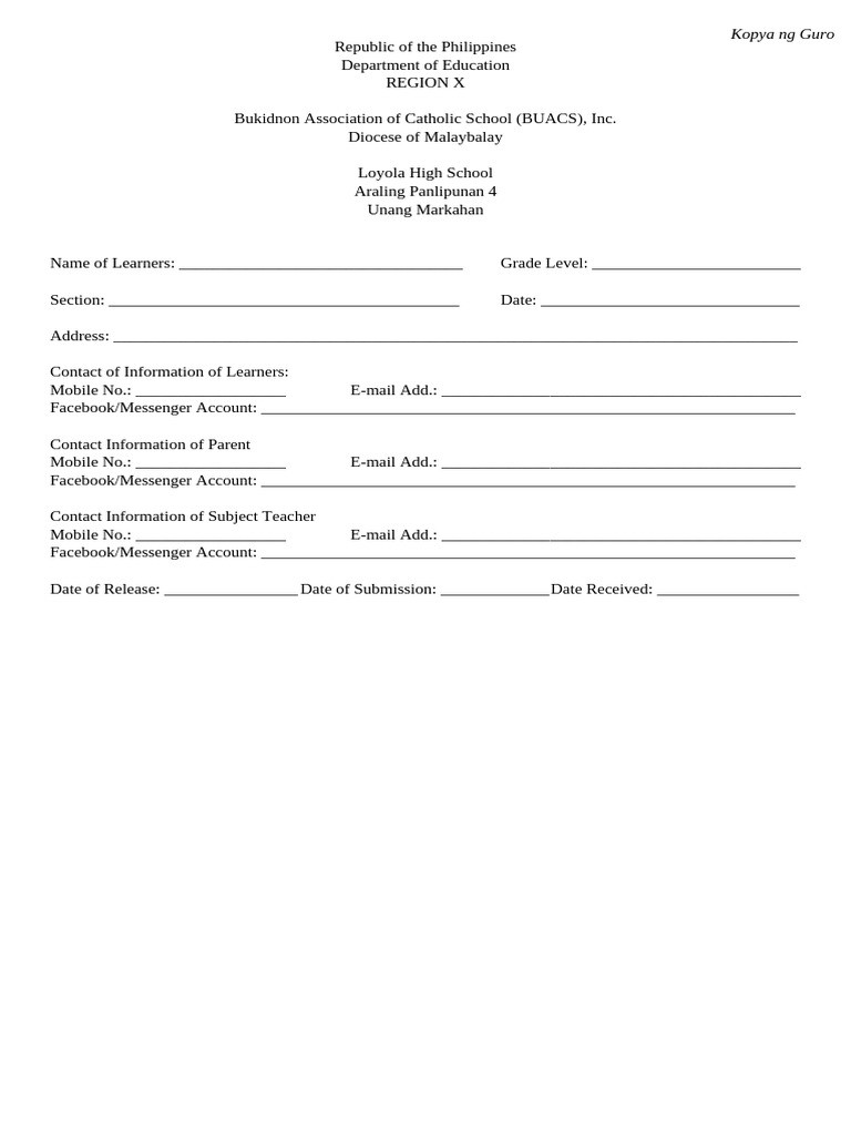 Q1 Learning Activities 4 SY 2024-2025 | PDF | Philippines