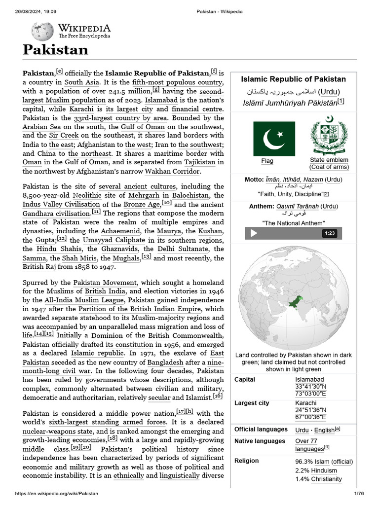 Pakistan - Wikipedia | PDF
