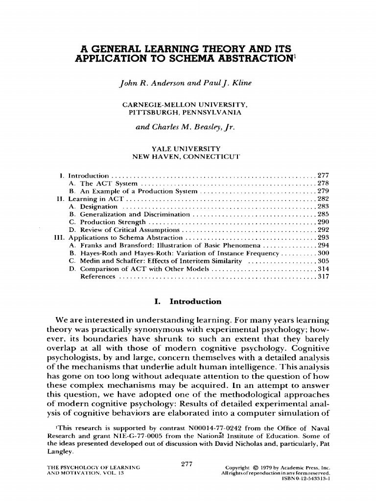 A General Learning Theory and Its Application To Schema Abstraction1 | PDF