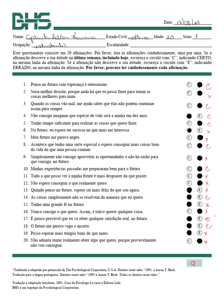 Escalas_Beck_BDI_BAI_BHS | PDF