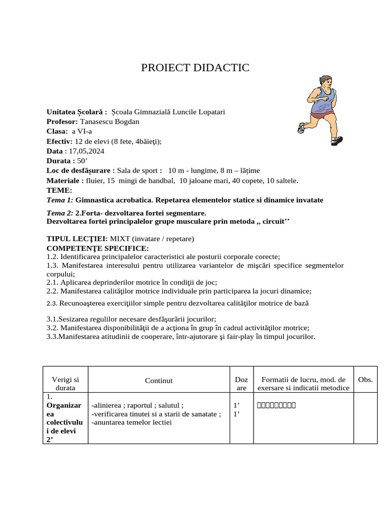Proiect Didactic: Tema 1: Tema 2 | PDF