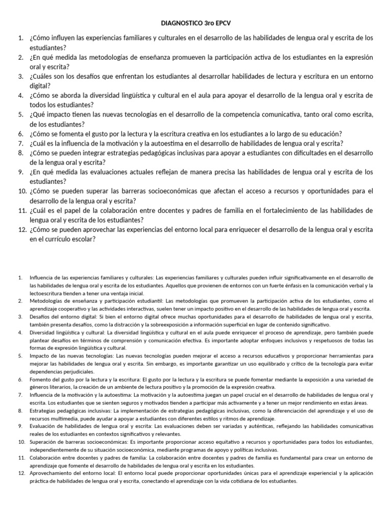 DIAGNOSTICO 3ro EPCV | PDF