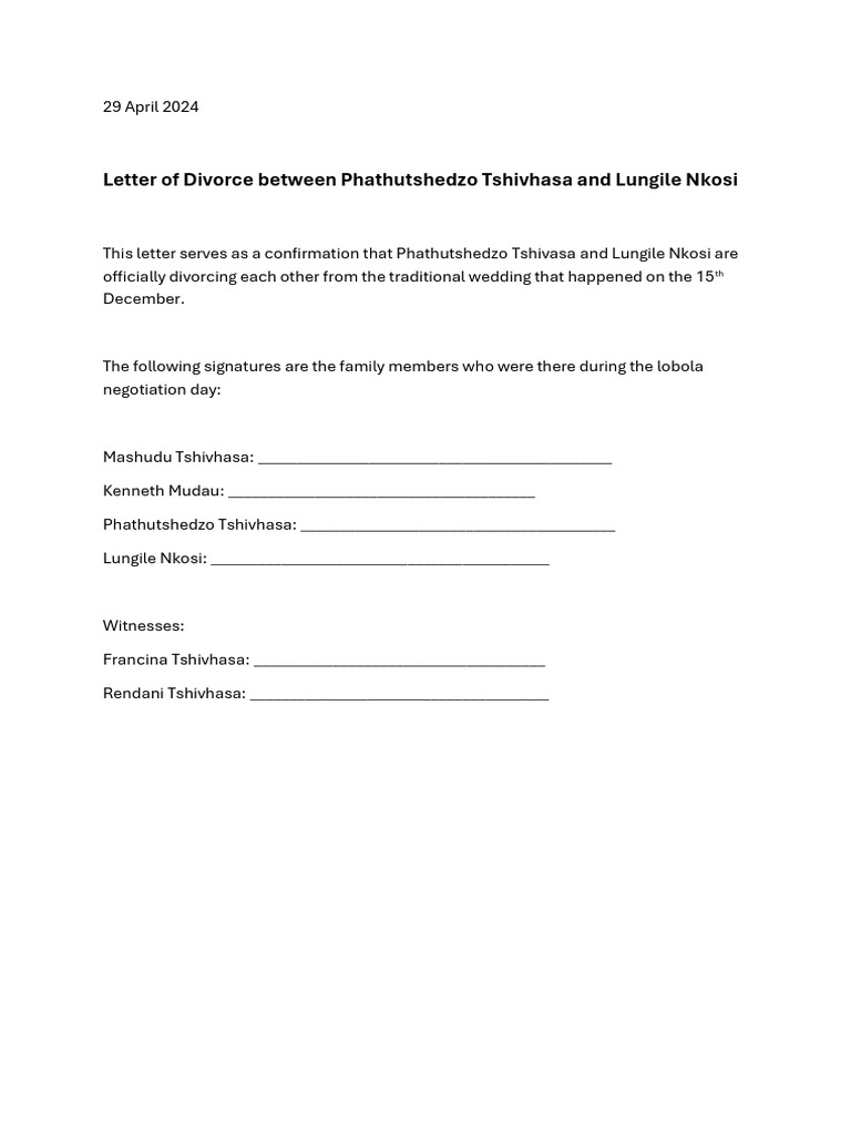 Divorce Letter | PDF