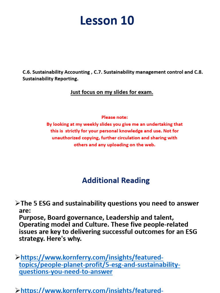 Sustainability Lesson 10 Student Slides | PDF