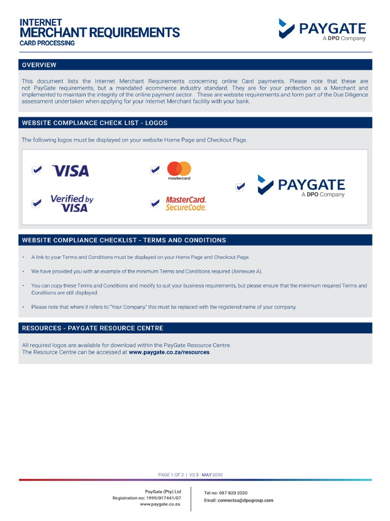 PayGate Switch IMR - May 2020 | PDF