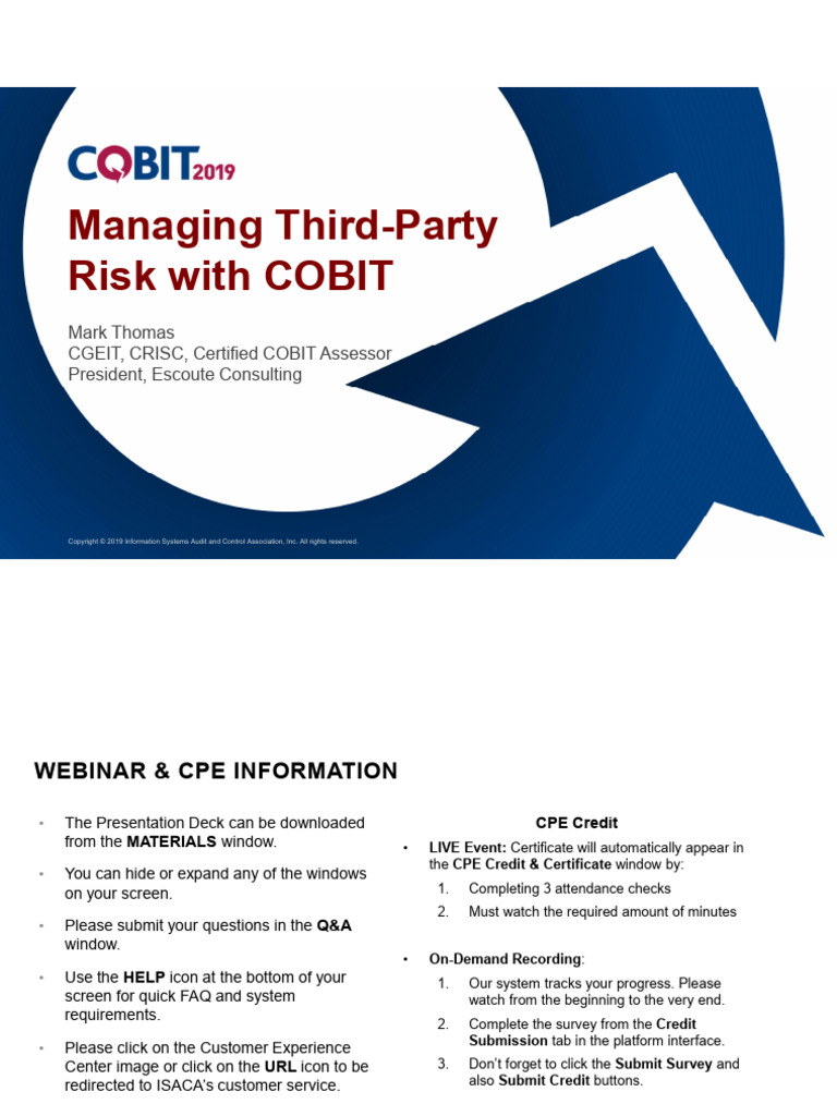 COBIT and 3rd Party Risk For Handout | PDF