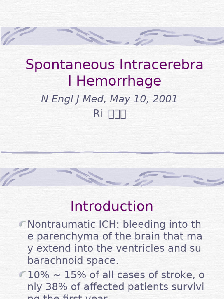 Spontaneous Intracerebral Hemorrhage | PDF