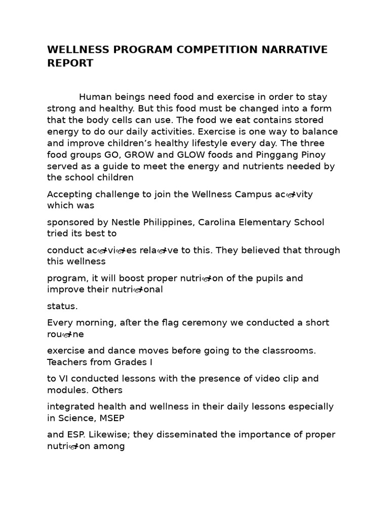 Wellness Program Competition Narrative Report | PDF