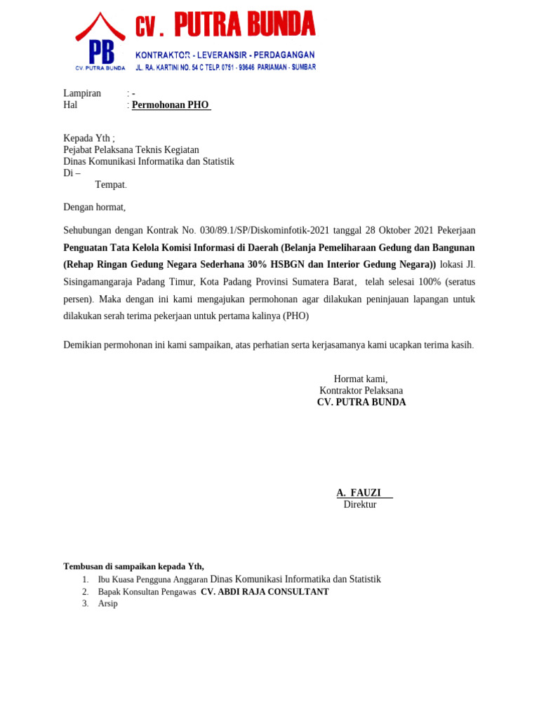 Surat Permohonan Pho-1 | PDF