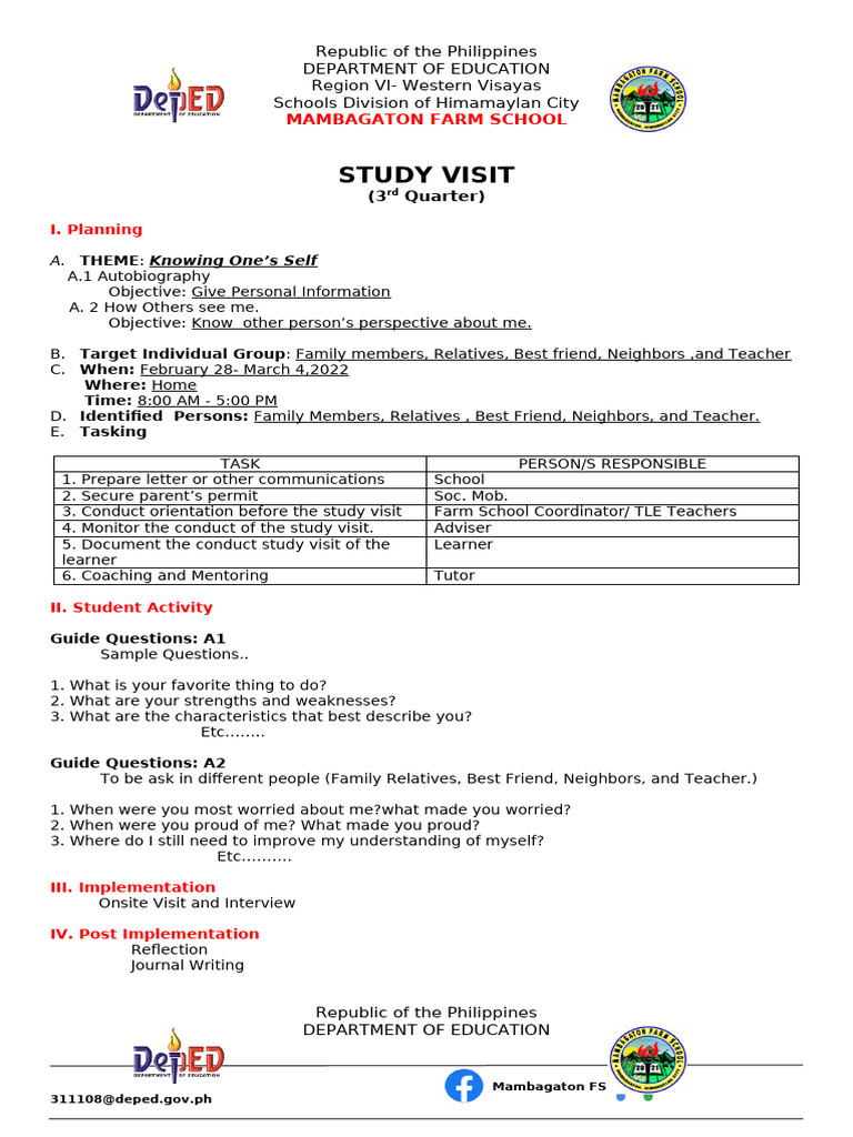 Template For Study Visit | PDF