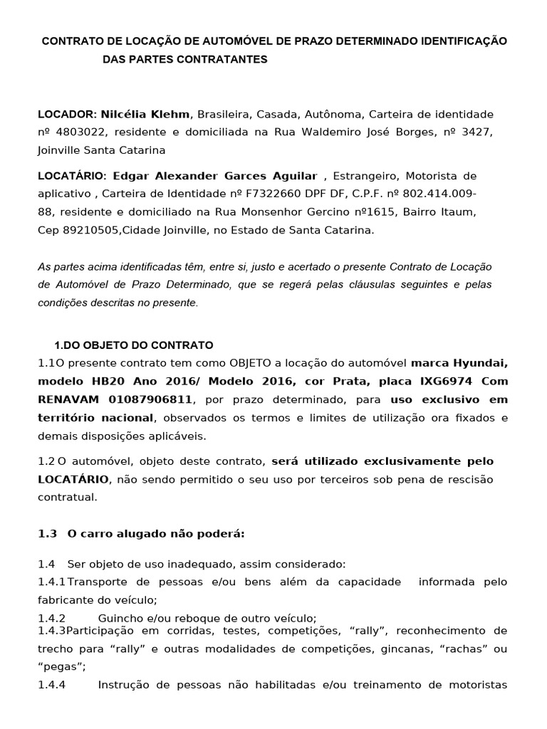 Contrato Hb20 Edgar Alexander | PDF